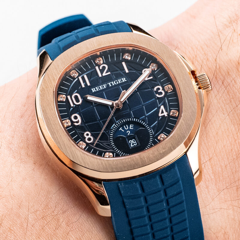 Reef Tiger Designer Mens Diamonds Square Dial Automatic Multifunction ...