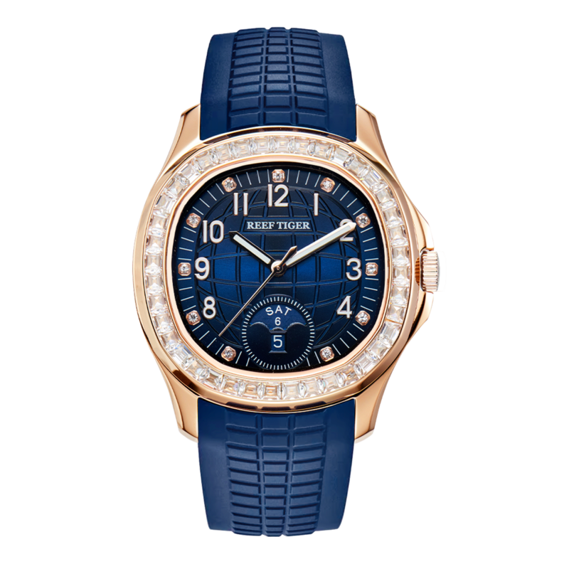 Reef Tiger Designer Mens Diamonds Square Dial Automatic Multifunction ...