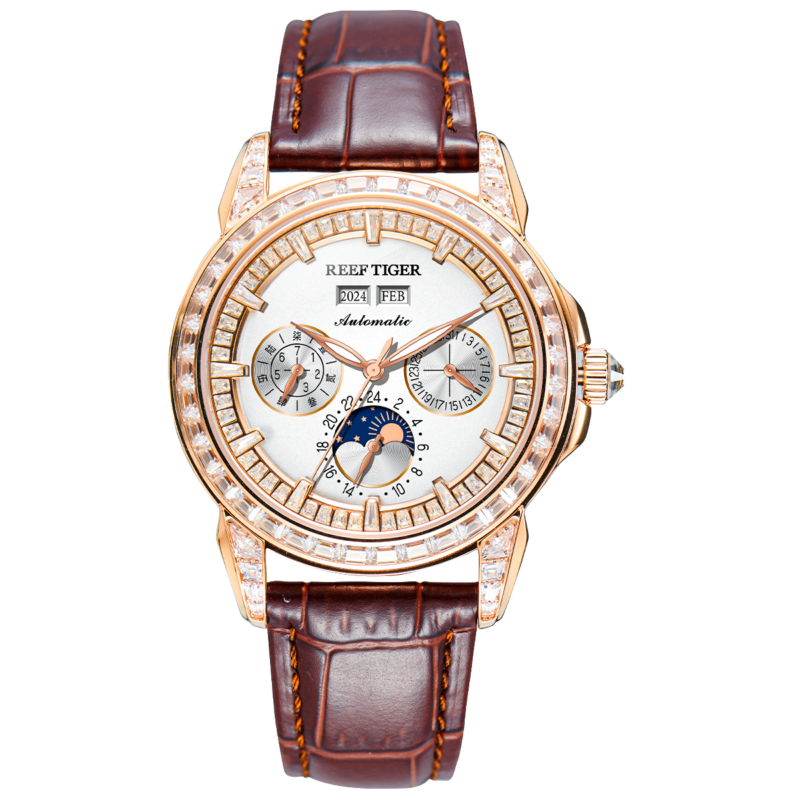 Reef Tiger Diamonds Bezel MoonPhase Automatic Watch For Men ...