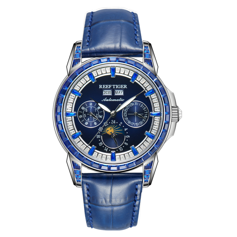 Reef Tiger Diamonds Bezel MoonPhase Automatic Watch For Men ...