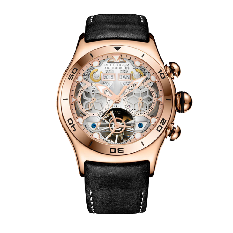 Air Bubble Skeleton RGA703-PWB - Reef Tiger Watches
