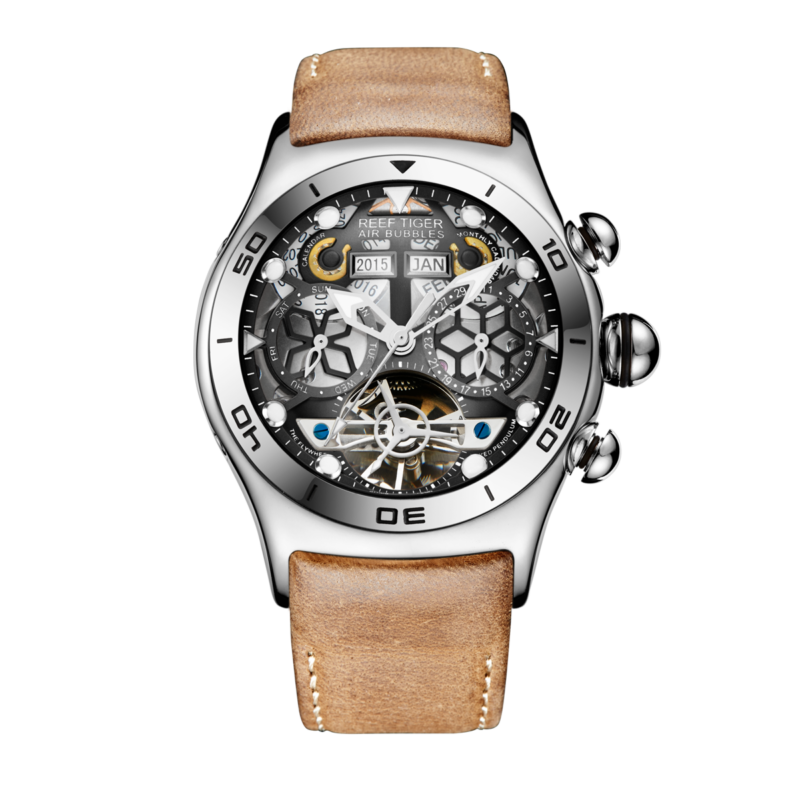 Air Bubble Skeleton RGA703-YBB - Reef Tiger Watches